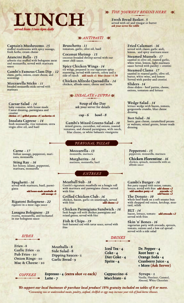 Menu - Gambi's
