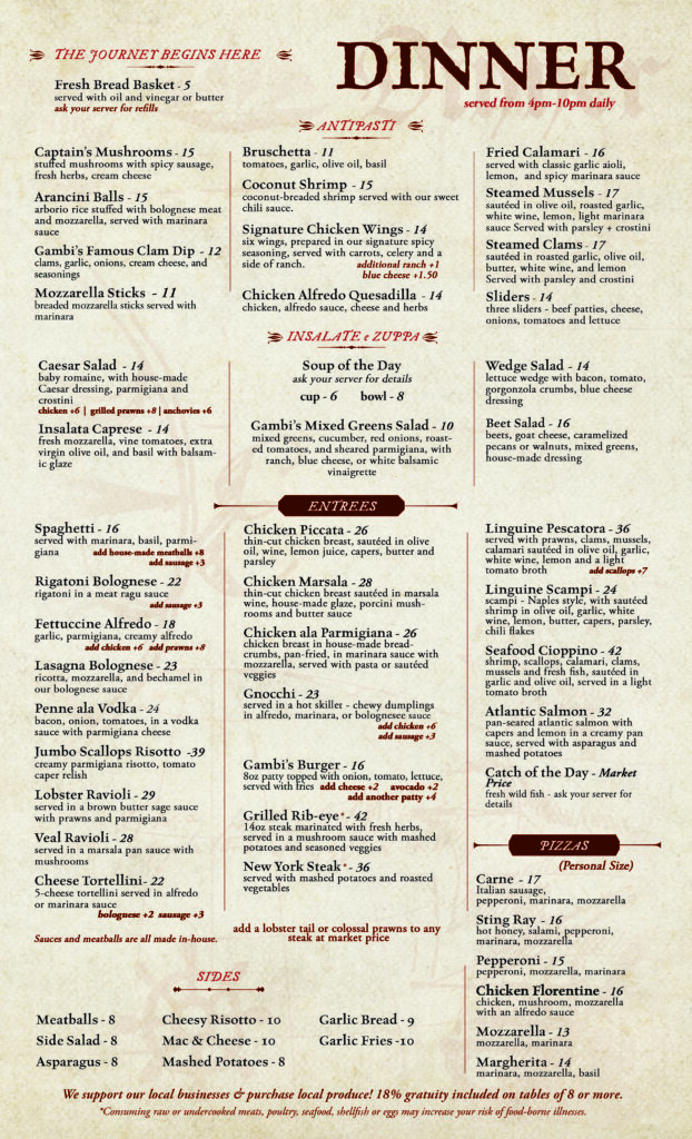 Menu - Gambi's